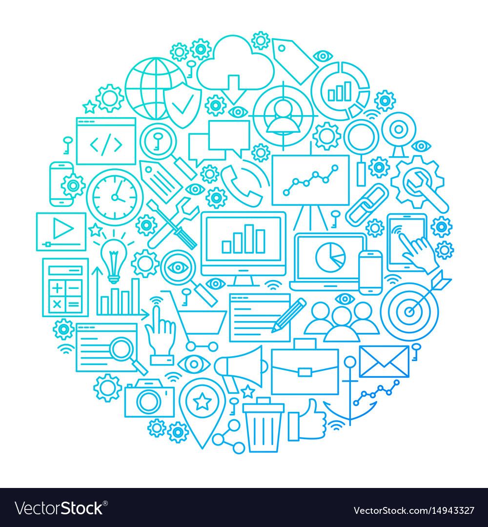 Seo Line Icon Circle Design Royalty Free Vector Image
