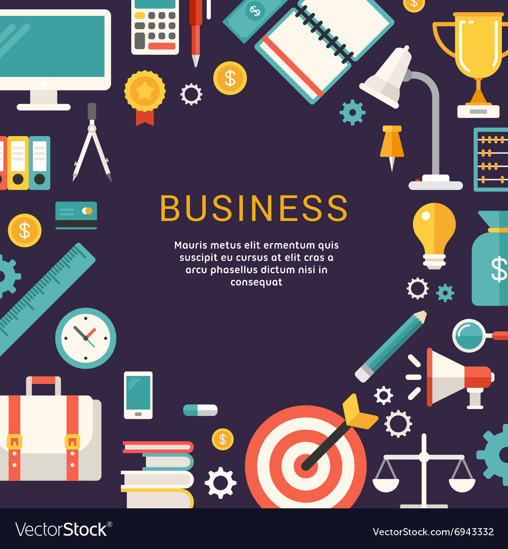 Business concept and icons in flat design style Vector Image