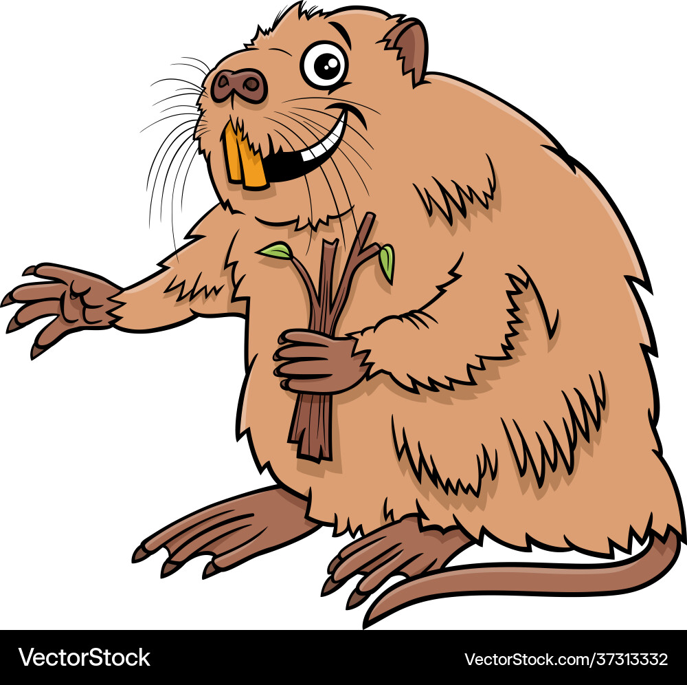 Cartoon funny nutria comic animal character Vector Image