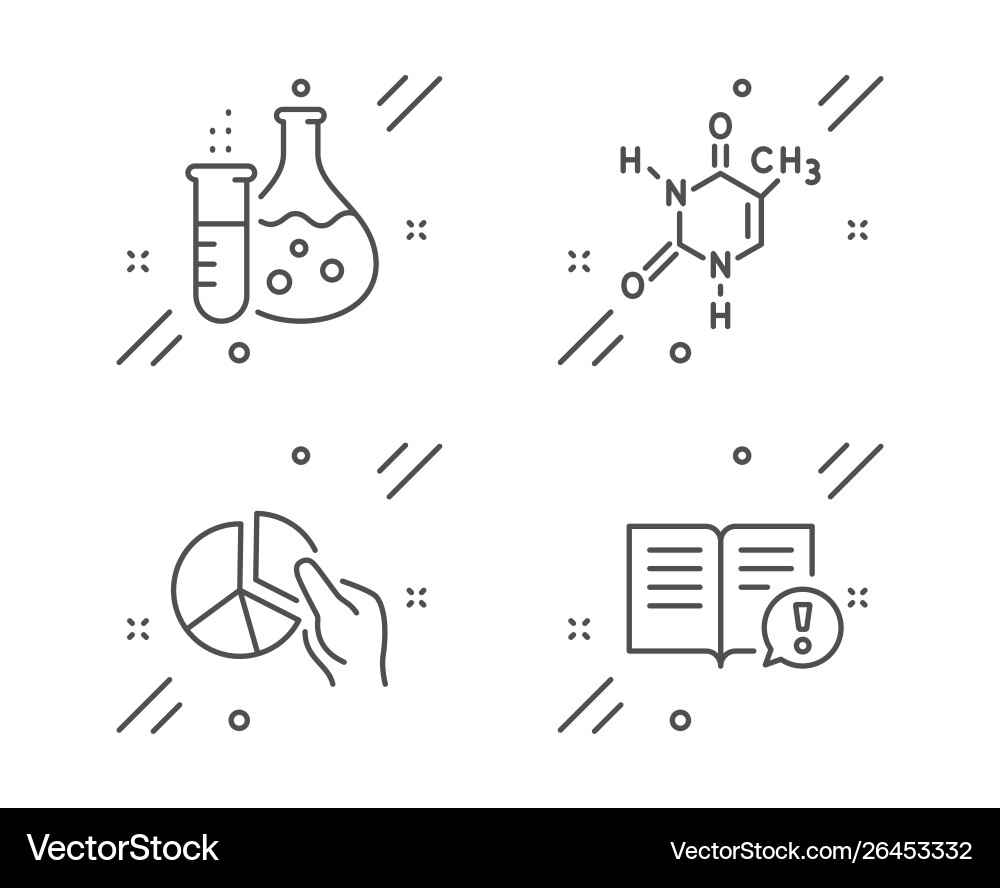 Chemistry flask pie chart and chemical formula Vector Image