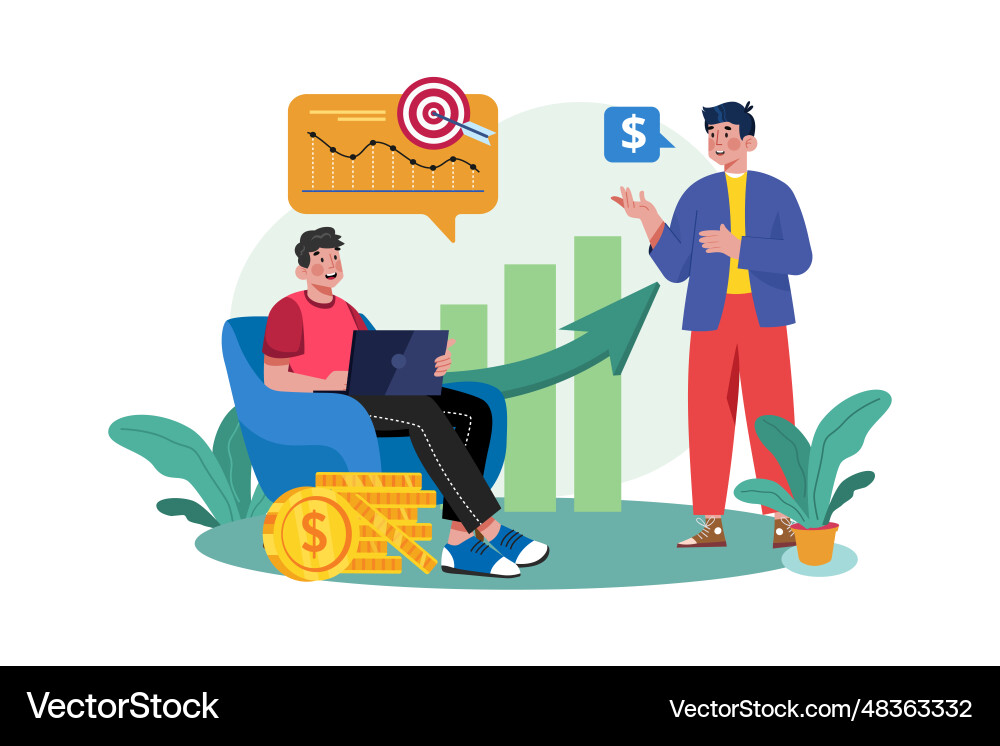 Financial advisor helping clients to manage Vector Image