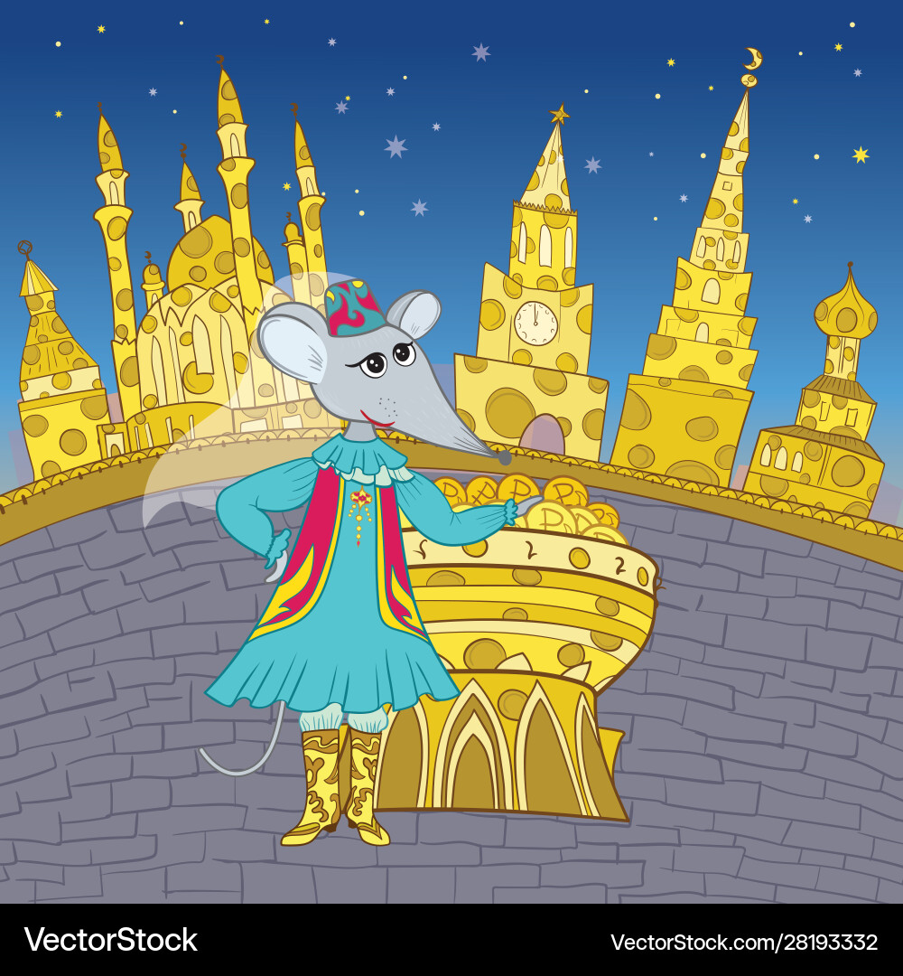 Funny tatar muslim mouse sketch Royalty Free Vector Image