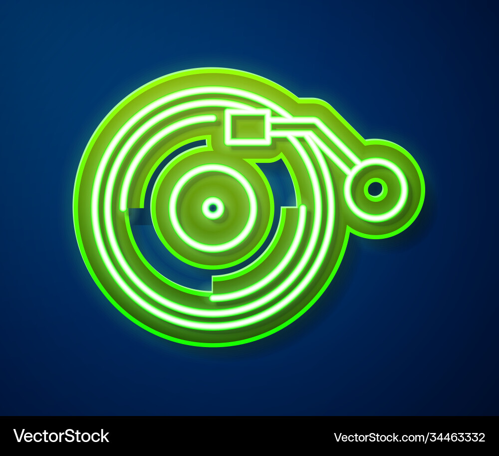 Glowing neon line vinyl player with a vinyl disk Vector Image