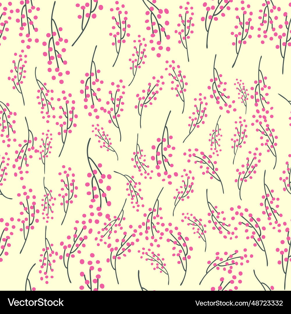 Graceful branches leaves and flowers seamless Vector Image