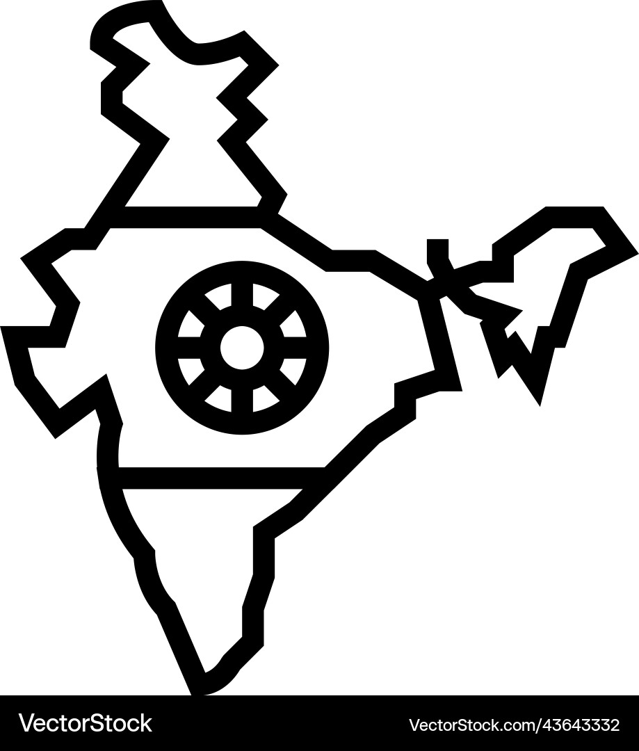 India country map flag line icon Royalty Free Vector Image