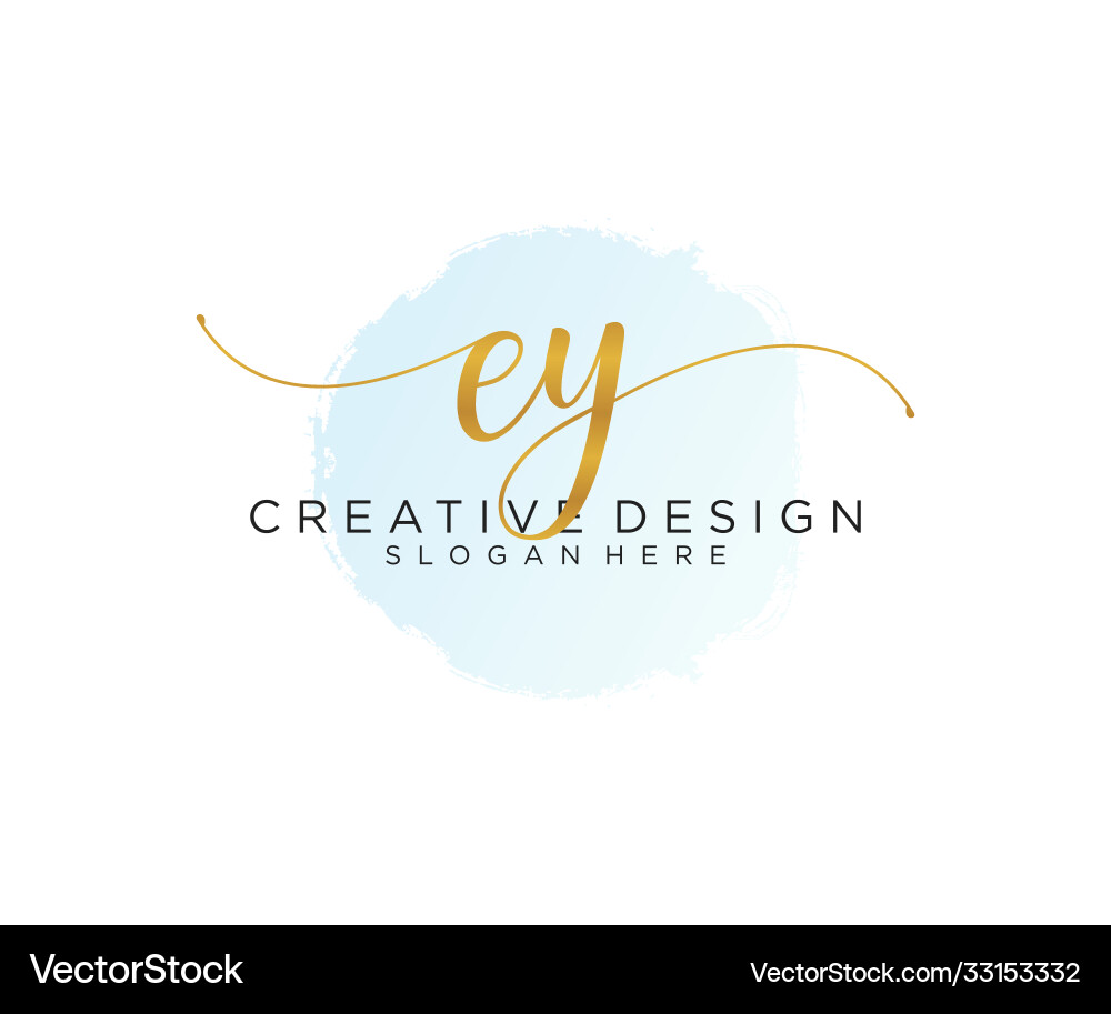 Initial ey handwriting logo with watercolor Vector Image