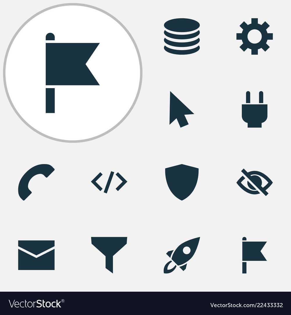 Interface icons set with database goal call Vector Image