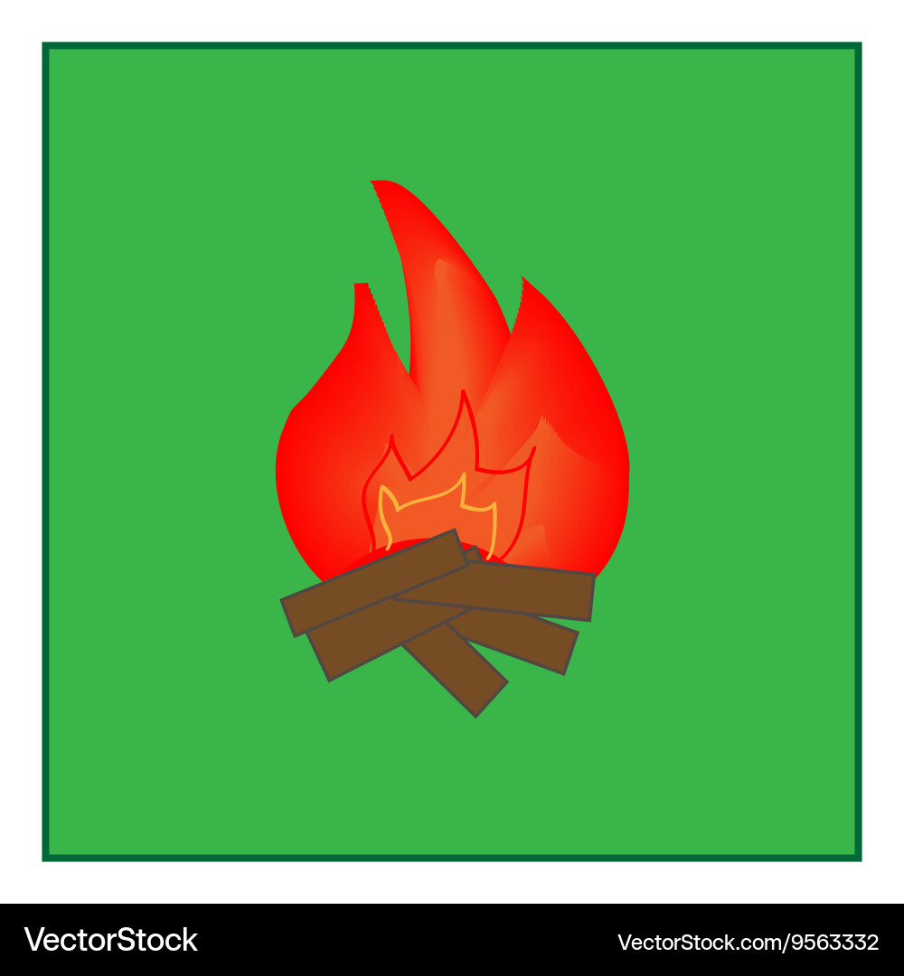 Kindle fire sign in green square Royalty Free Vector Image