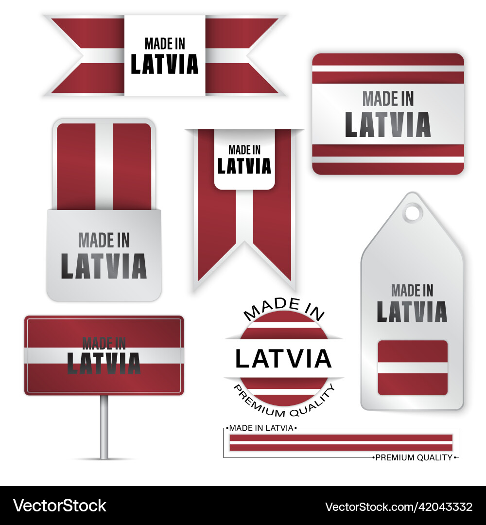 Made in latvia graphics and labels set Royalty Free Vector