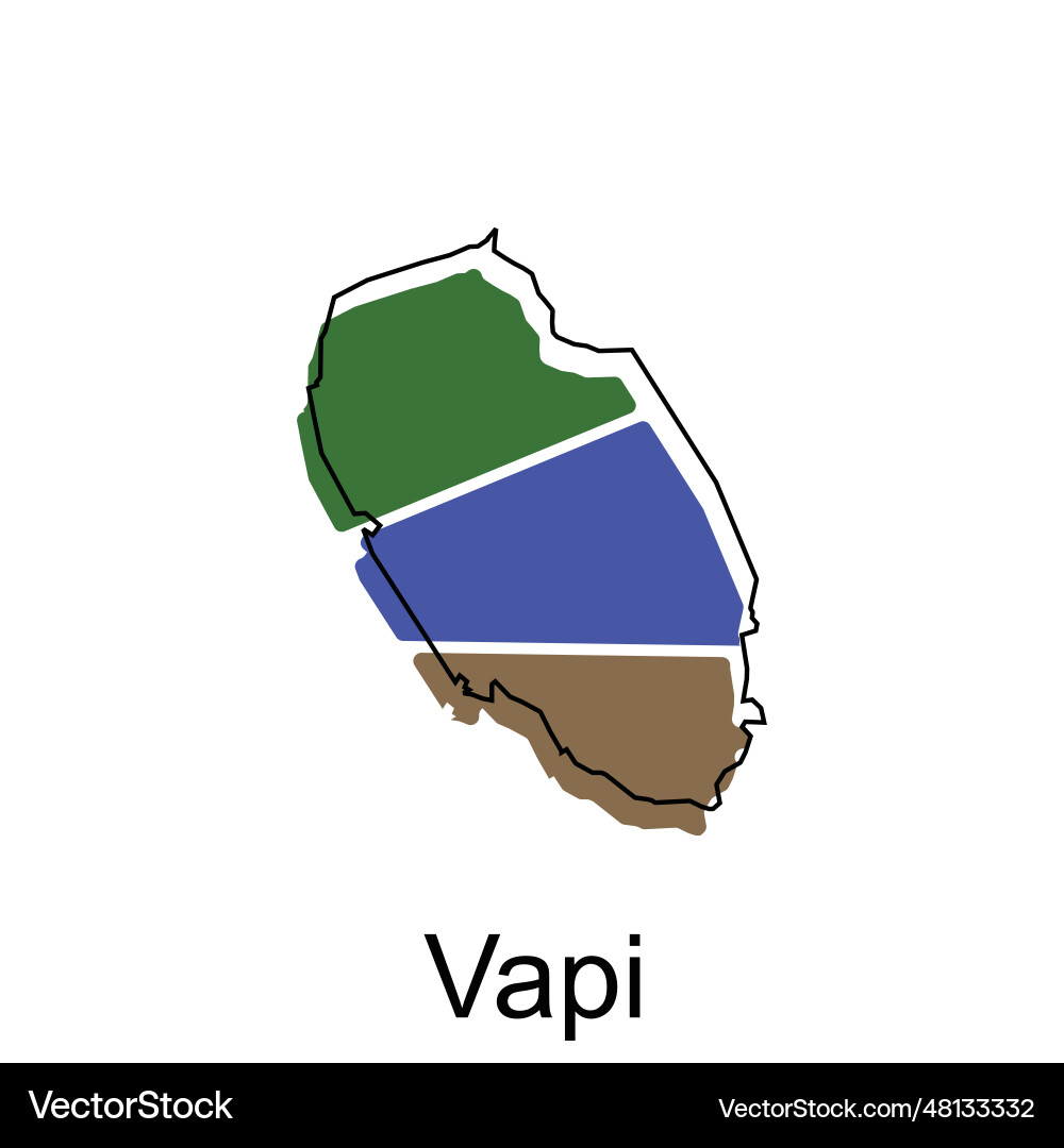 Map of vapi colorful geometric modern outline Vector Image