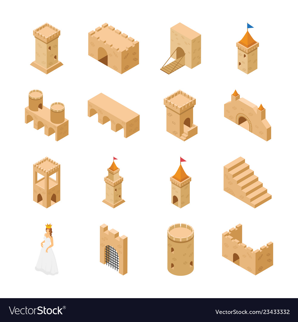 Pack medieval castle elements Royalty Free Vector Image