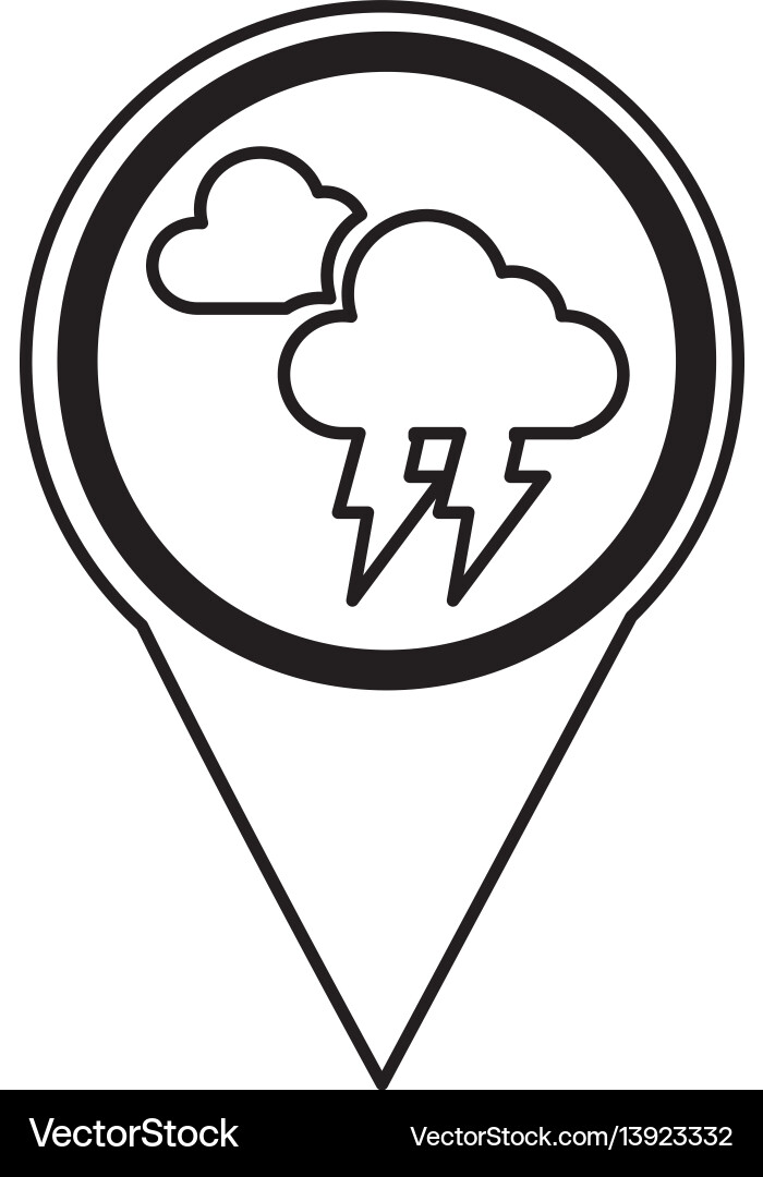 Pin location with weather symbol Royalty Free Vector Image