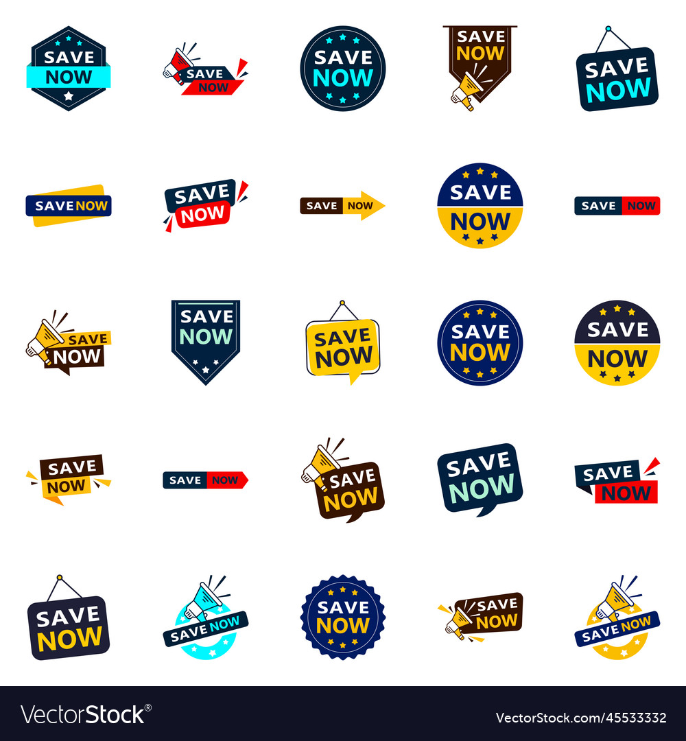 Save now 25 fresh typographic elements Royalty Free Vector