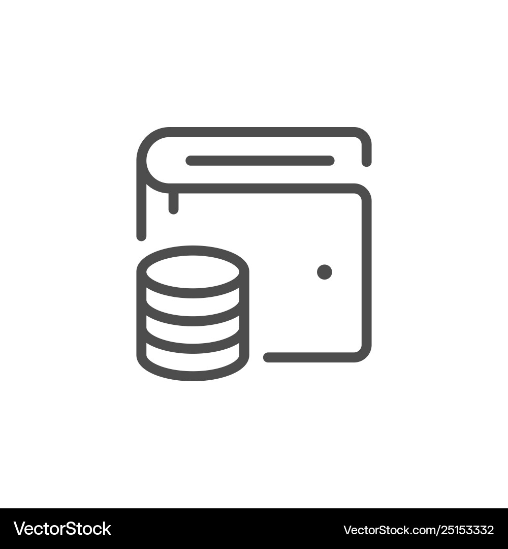 Wallet and coins line icon Royalty Free Vector Image