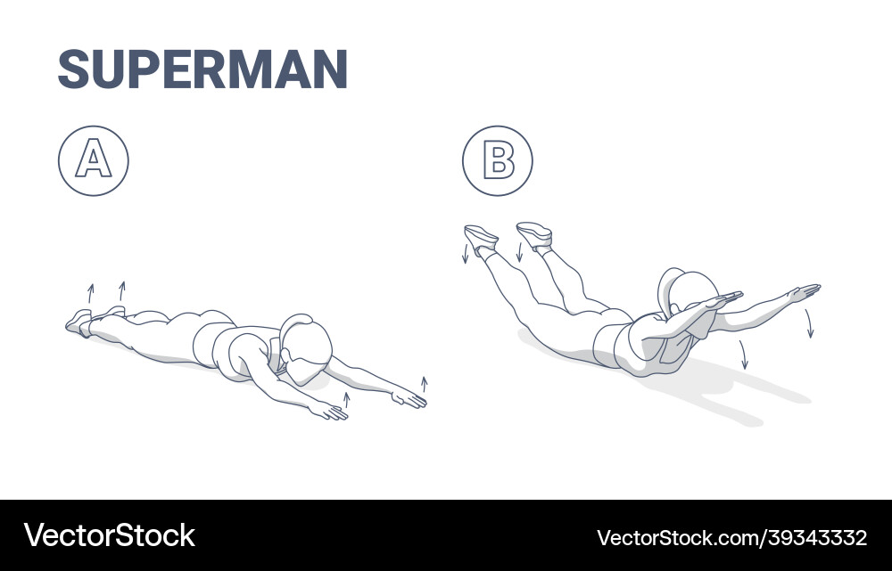 Woman doing superman exercise home workout Vector Image