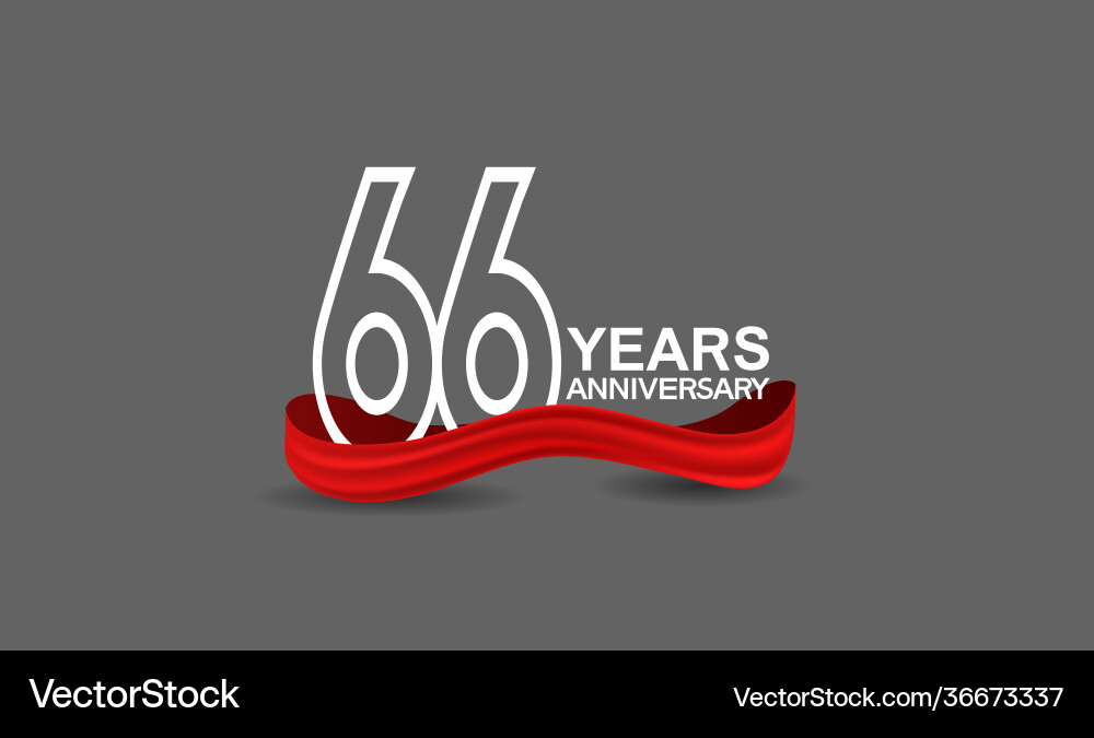 66 years anniversary line style white color Vector Image