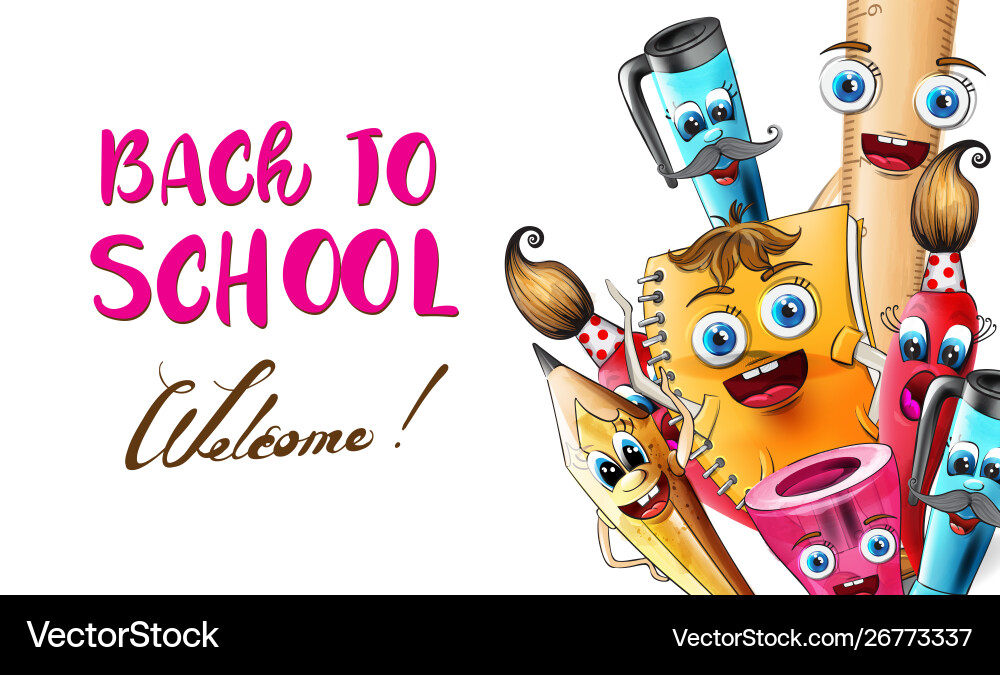 Back to school cartoon characters Royalty Free Vector Image