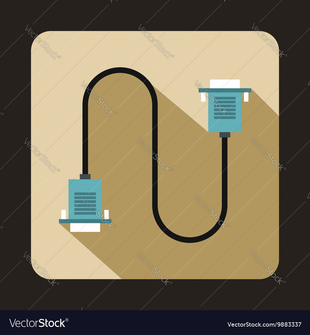 Cable wire computer icon flat style Royalty Free Vector
