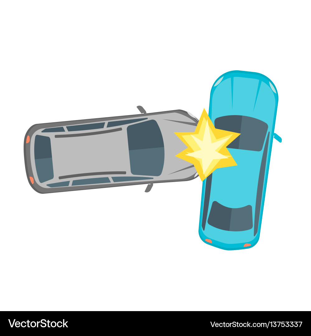 Cartoon car crash road accident Royalty Free Vector Image