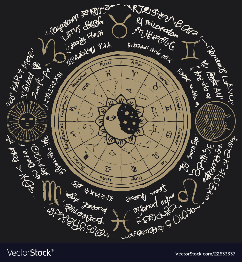 Circle Zodiac Signs With Moon And Constellations Vector Image