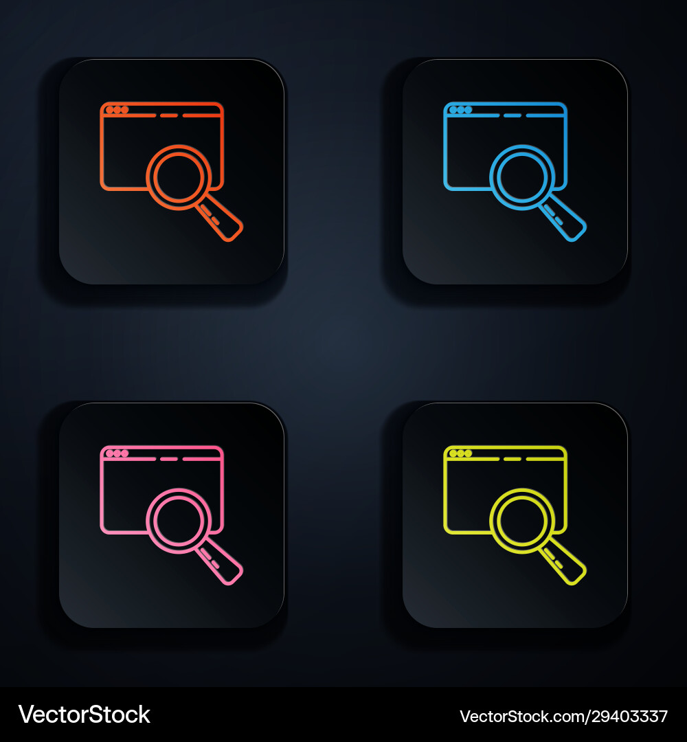 Color neon line search in a browser window icon Vector Image