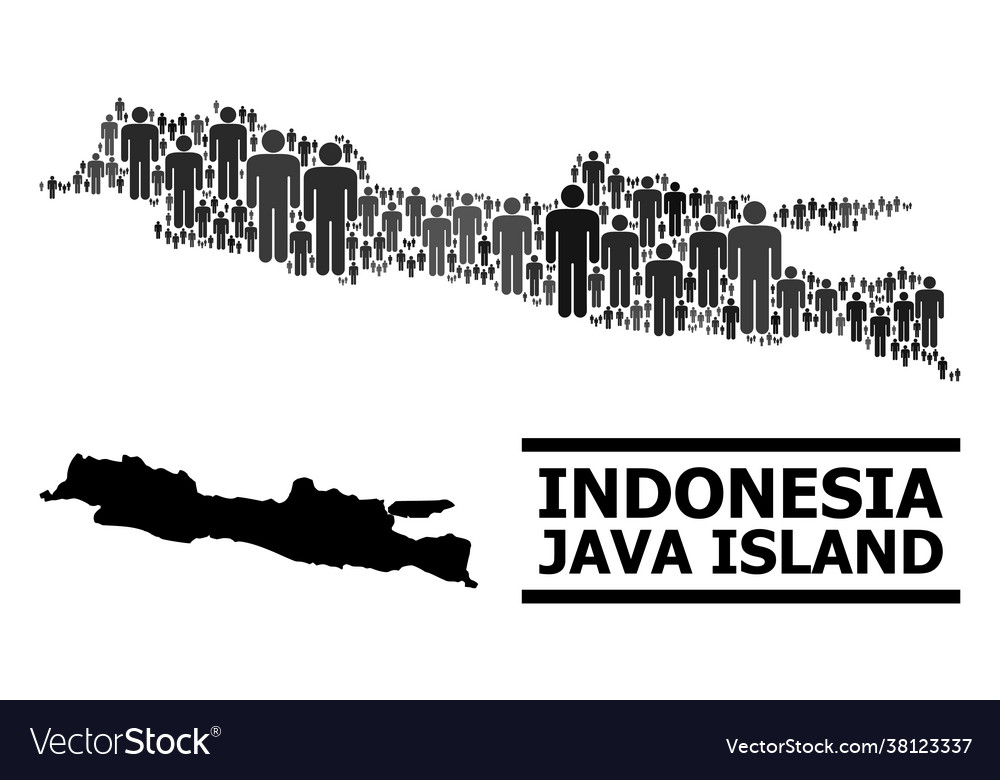 Demographics mosaic map java island and Royalty Free Vector