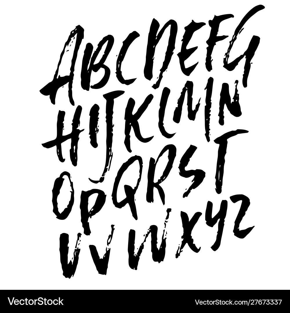Hand drawn dry brush font modern lettering Vector Image