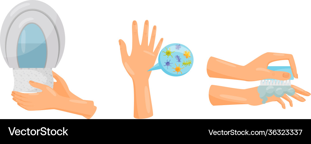 Human hand washing and cleansing skin using soap Vector Image