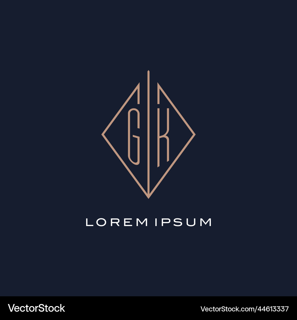 Monogram gk logo with diamond rhombus style Vector Image