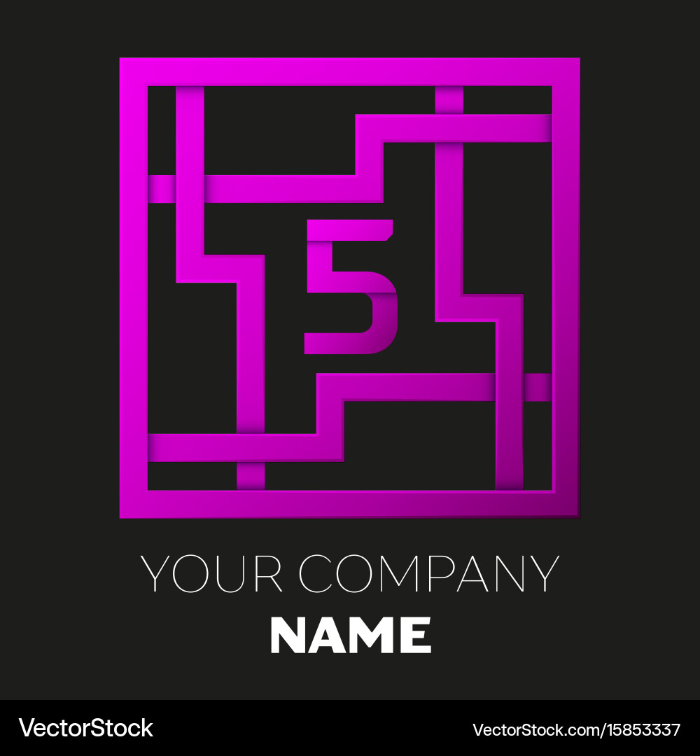Number five logo in colorful square maze Vector Image