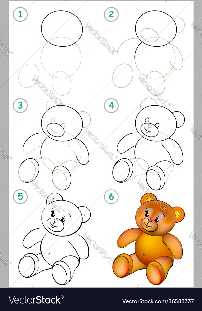 Page shows how to learn step step to draw Vector Image