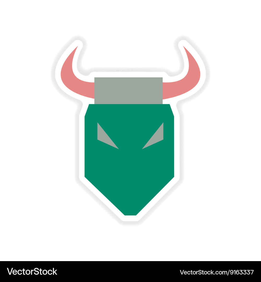 Paper sticker on white background bull head Vector Image