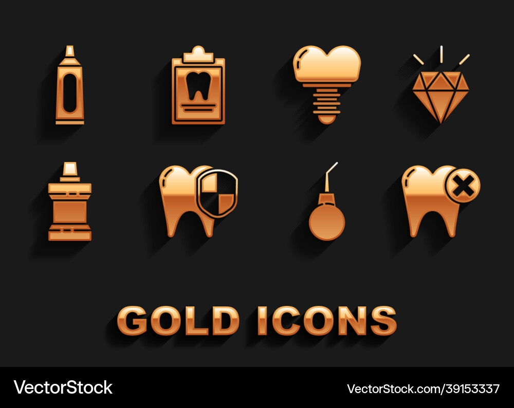 Set dental protection diamond teeth tooth Vector Image