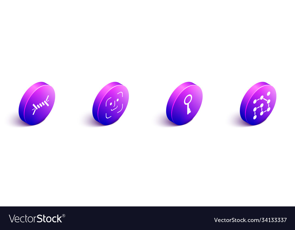 Set isometric barbed wire face recognition old Vector Image