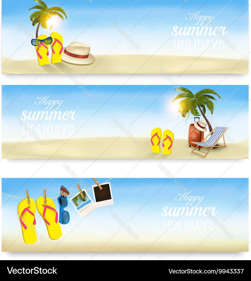 Summer holidays banners vacation memories Vector Image