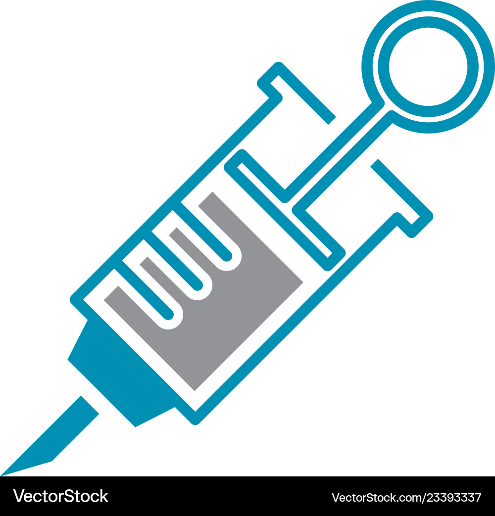 Syringe icon grey and blue on white background Vector Image