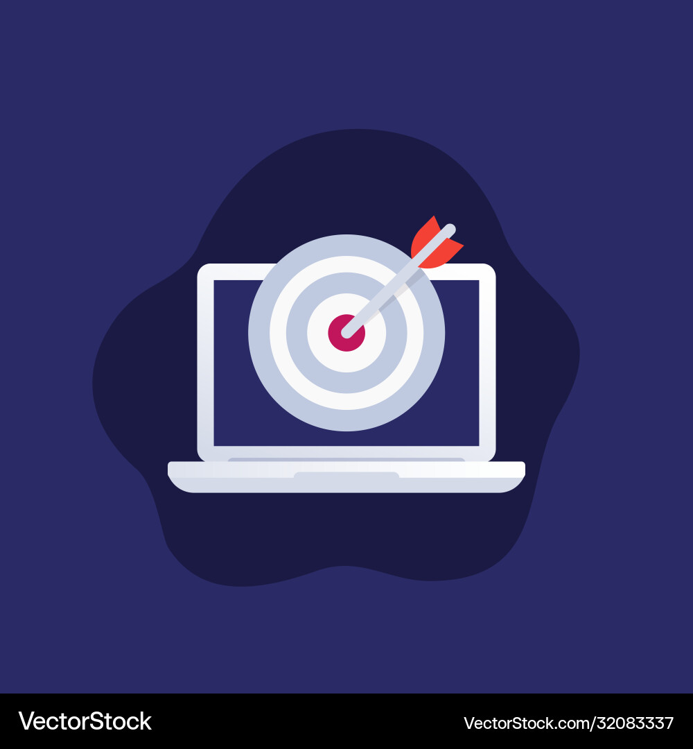 Target and laptop digital marketing icon Vector Image