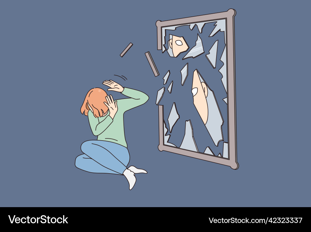 Unhappy woman suffer from mental inner problems Vector Image