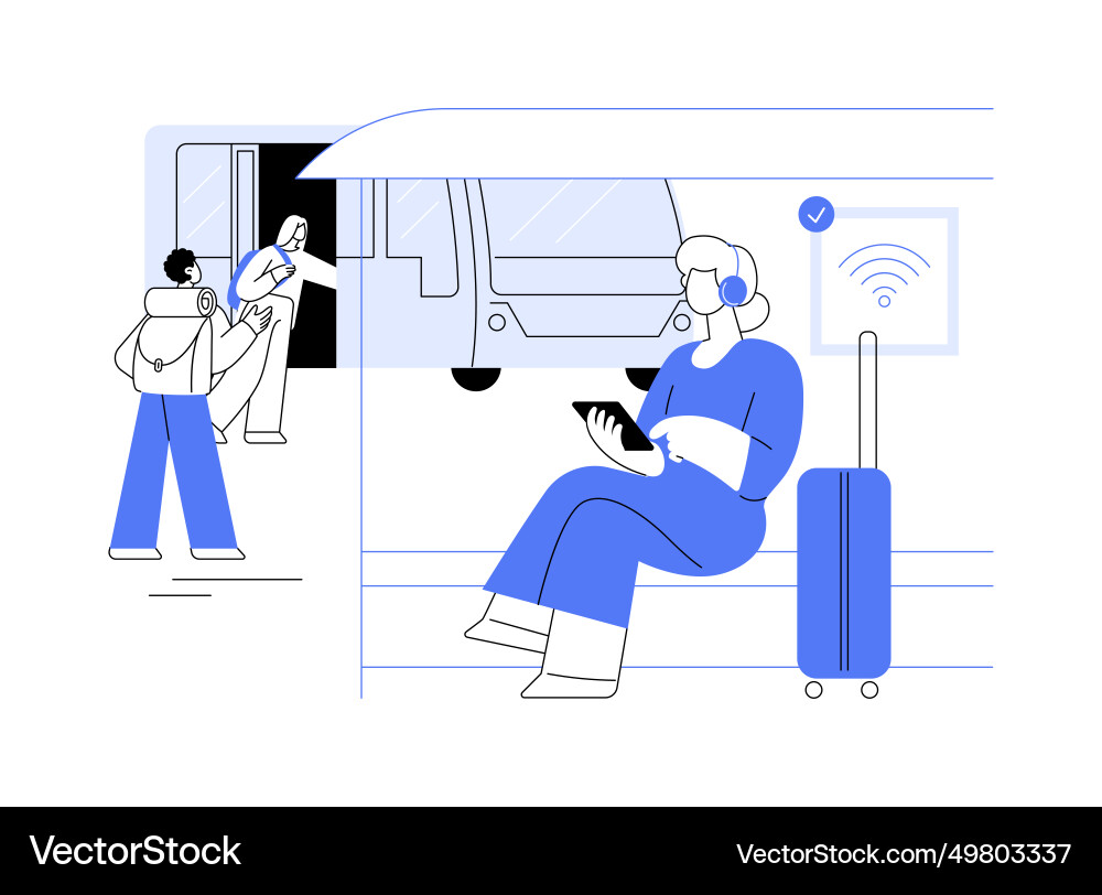 Wi-fi hotspot at bus stop abstract concept Vector Image