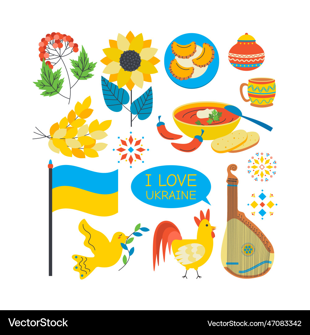 A set of elements ukrainian symbols Royalty Free Vector