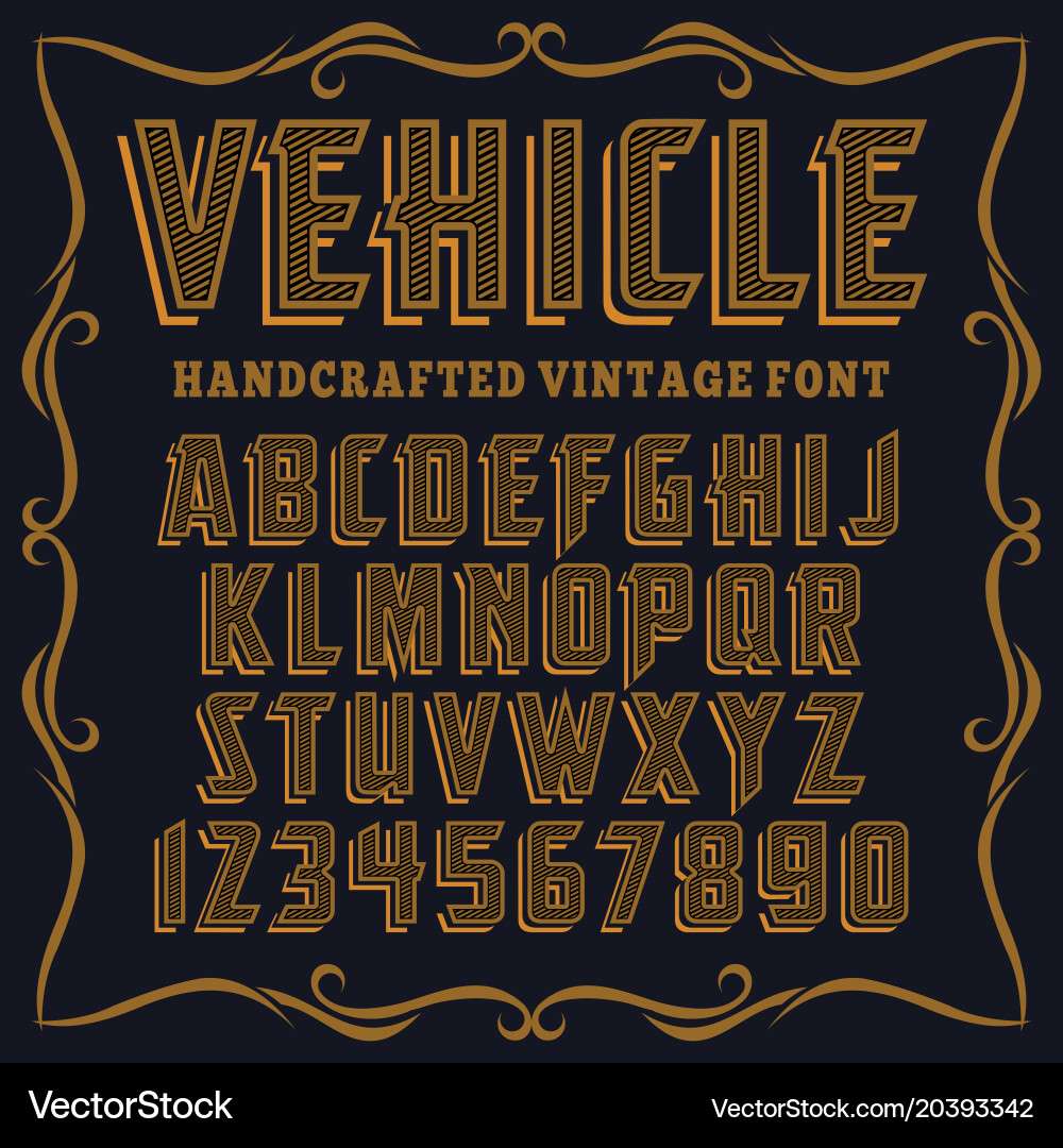 Alphabet design handcrafted vintage Royalty Free Vector