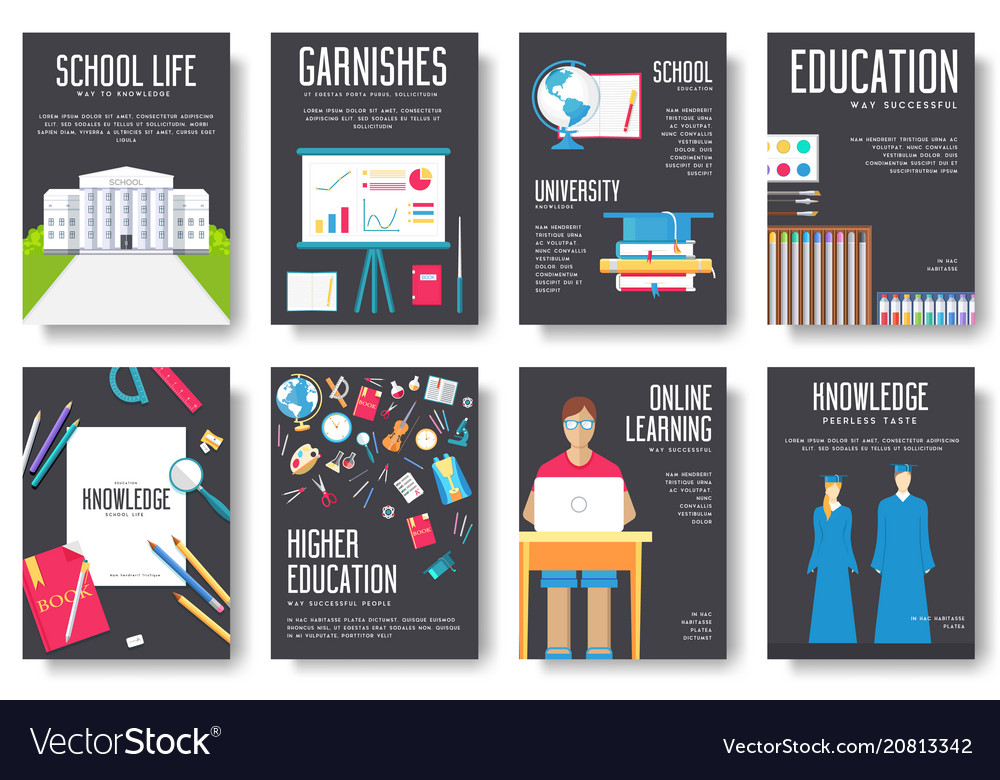 Back to school information cards set student Vector Image