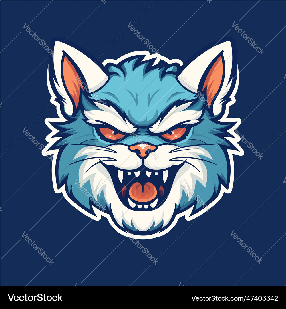 Cartoon cat head logo sticker design Royalty Free Vector