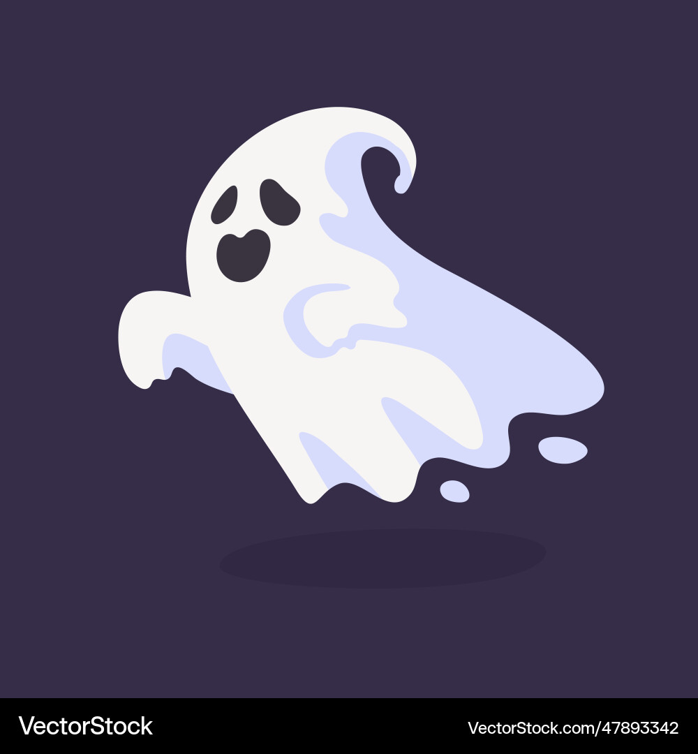 Cartoon ghost in white robe floating haunt Vector Image