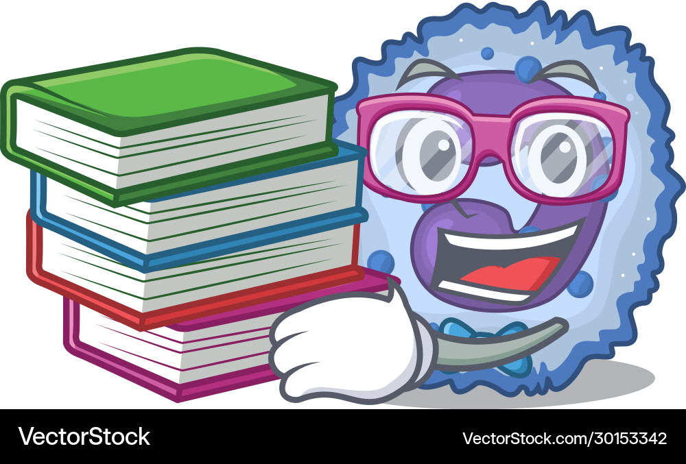 Cool and clever student basophil cell mascot Vector Image