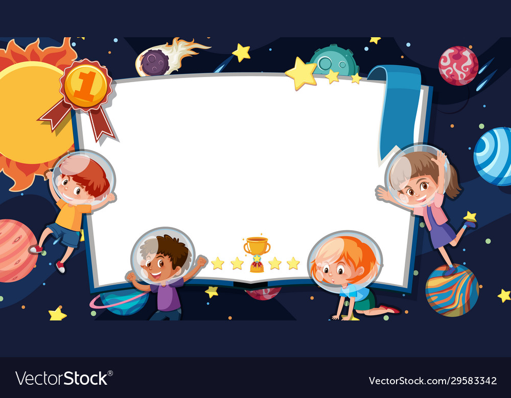 Frame template design with space theme Royalty Free Vector