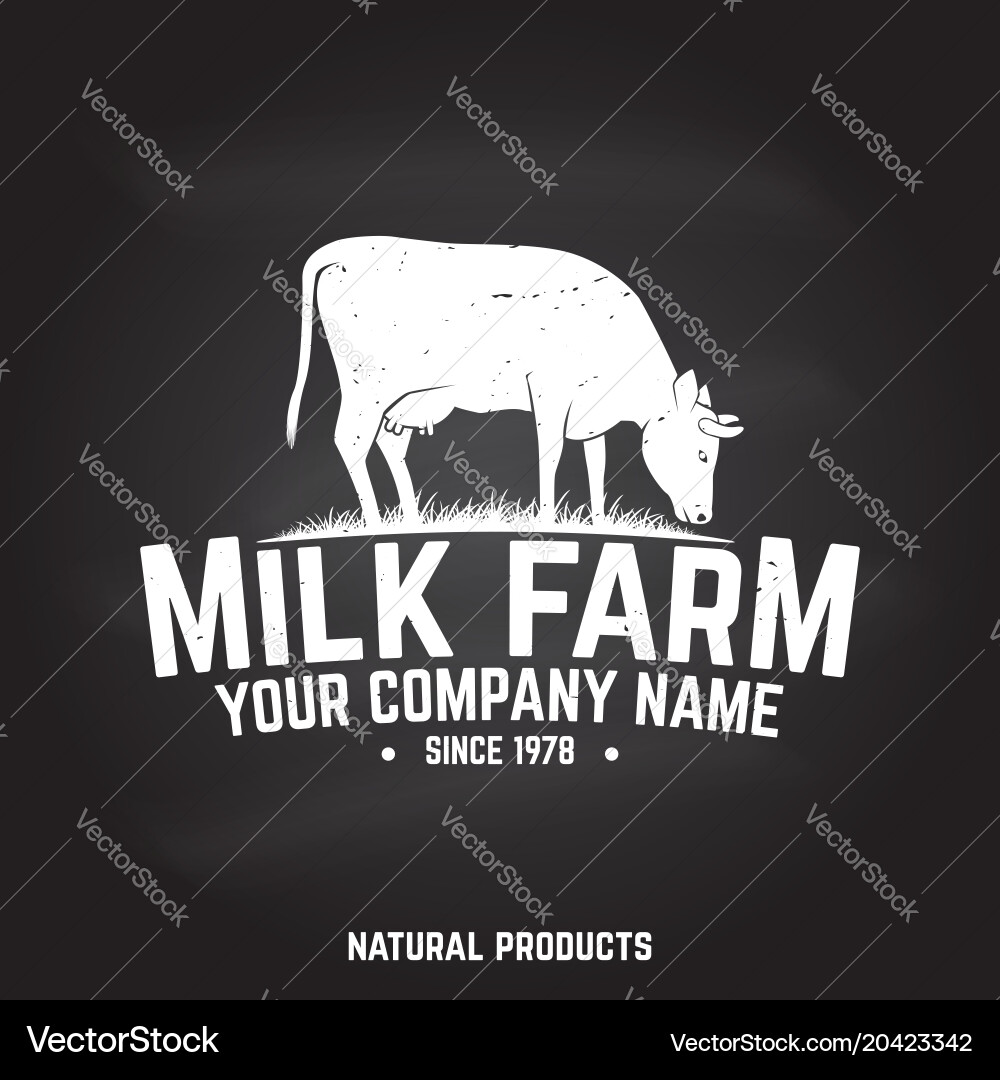 Milk farm badge or label Royalty Free Vector Image