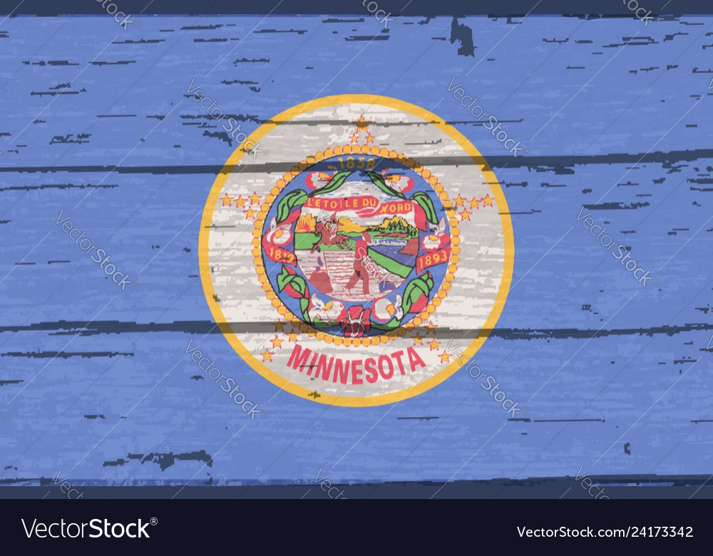 Minnesota state flag on old timber Royalty Free Vector Image