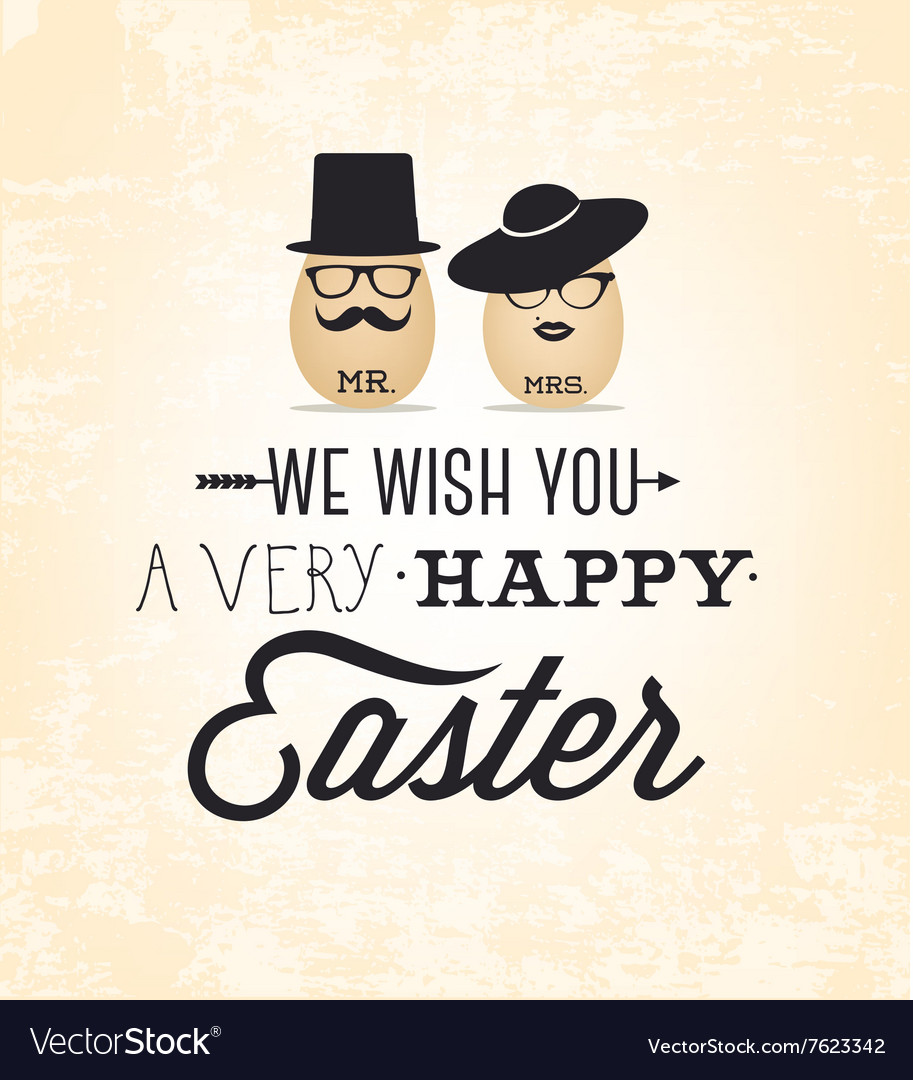 Mr and Mrs Easter Greeting Card in Vintage Style Vector Image