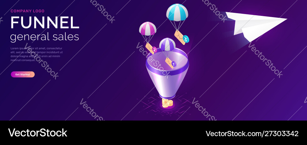 Sale funnel and email message service isometric Vector Image